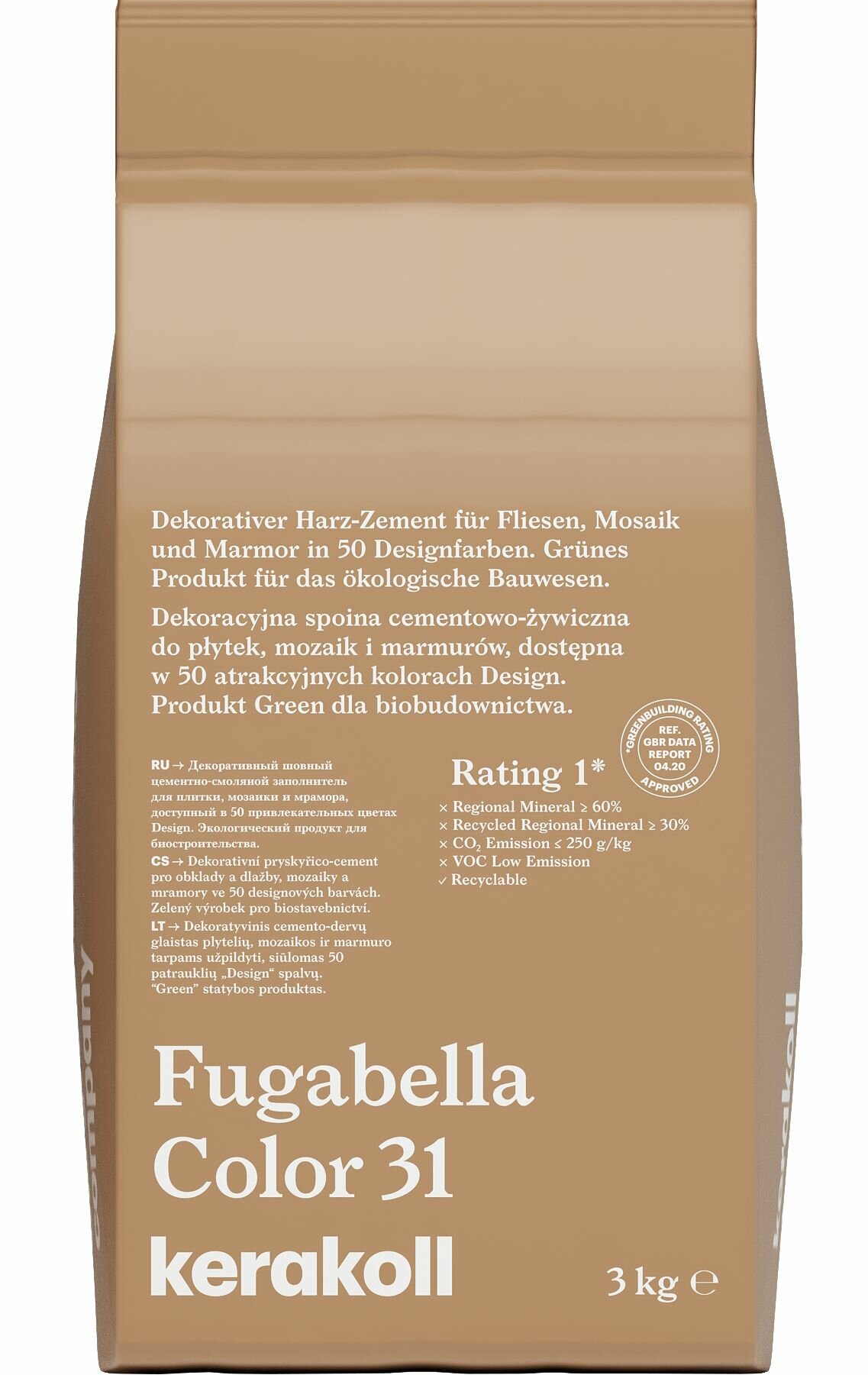 Затирка Kerakoll Fugabella Color, 31 (Темно-бежевый) 3 кг.