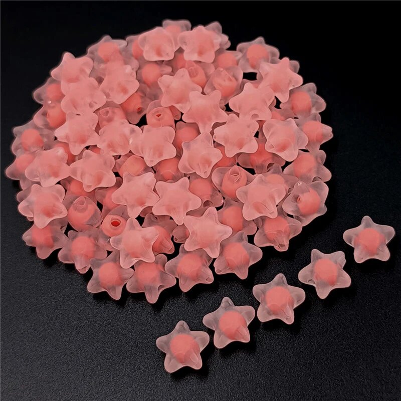 Розовые акриловые бусины звезда Dark Pink Star 20 шт.