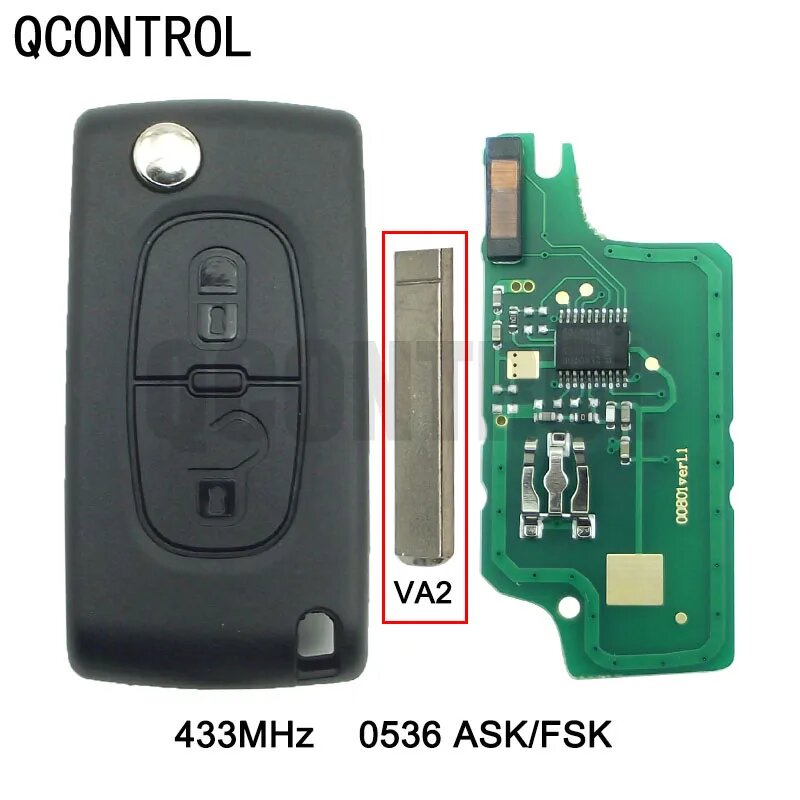 QCONTROL 2 кнопки 433 МГц VA2 лезвие для Peugeot Citroen