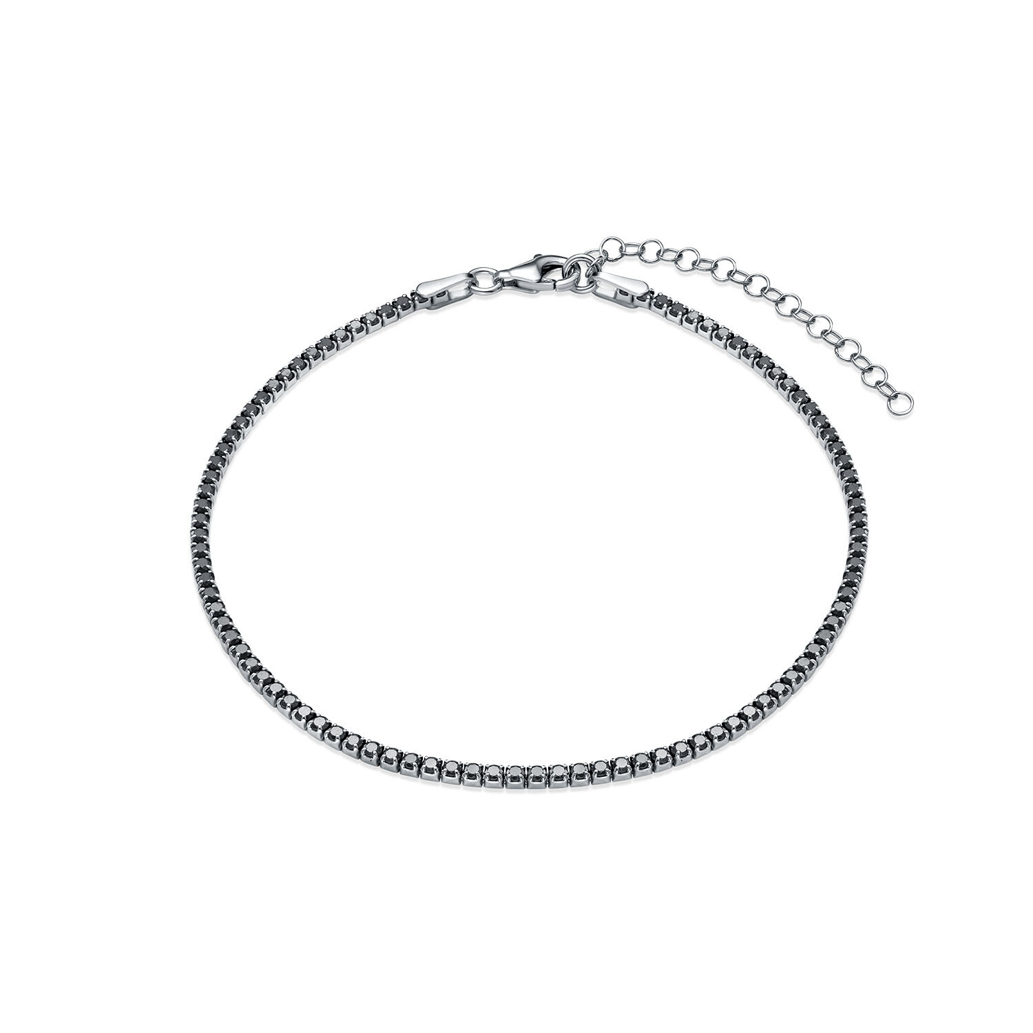 Браслет-цепочка, серебро, 925 проба, родирование, фианит