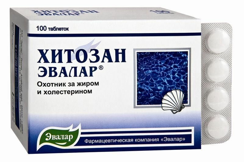 Биологически активная добавка Эвалар "Хитозан", таблетки 100 шт массой 0,5 г