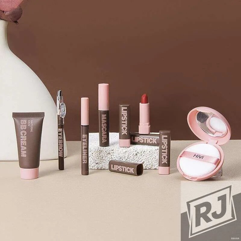 Подарочный набор HiVi Makeup Record - Светло-розовый, для создания макияжа, 8 предметов — фото 1