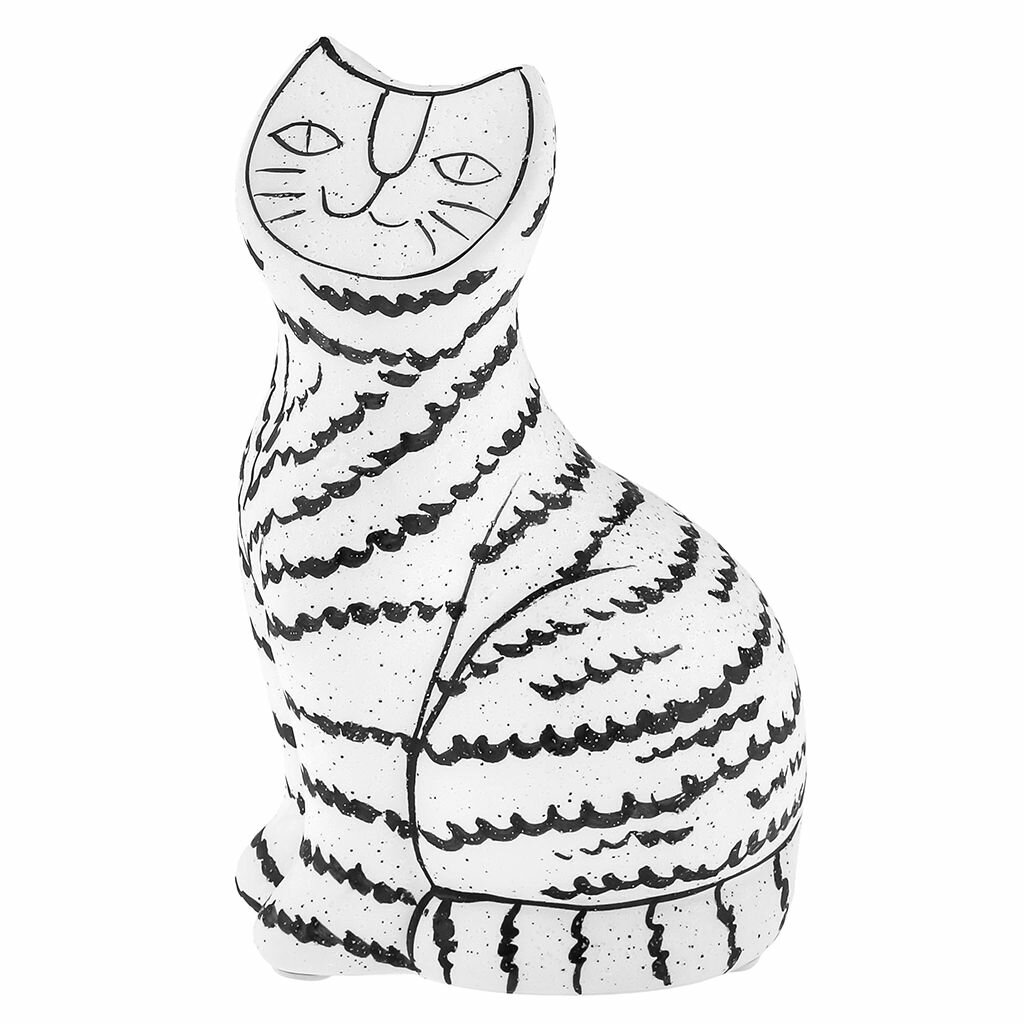 Статуэтка КНР керамическая "Аргетина-котик" 14х10,5 см, h 21,8 см, матовая, фактурная глазурь, цвет - бело-черный (JK-072W-2)
