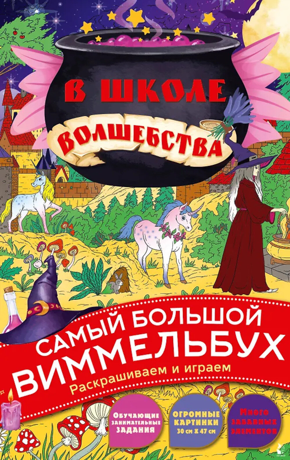 В школе волшебства. Самый большой виммельбух. Раскрашиваем и играем.