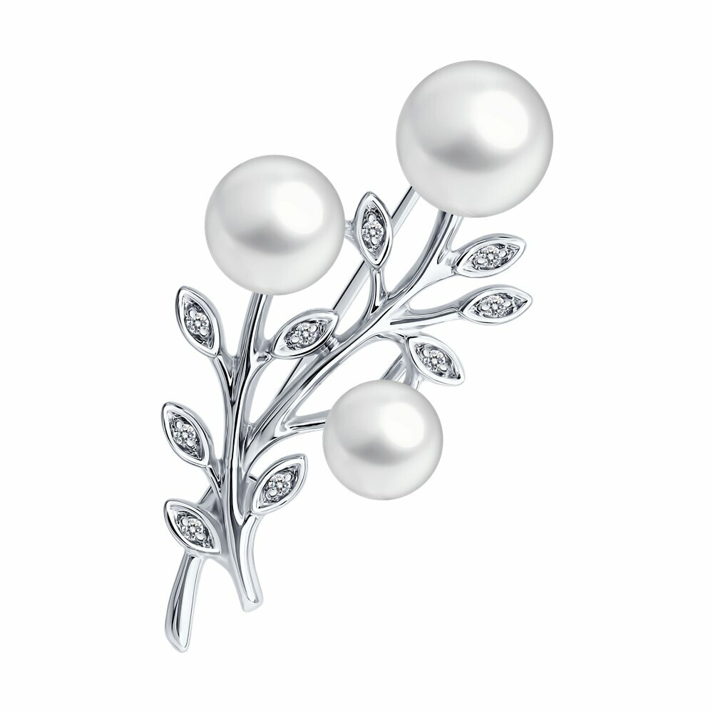 Брошь, белое золото, 585 проба