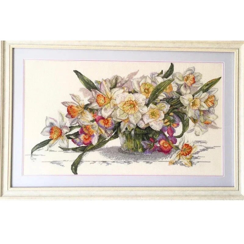 Набор для вышивки крестом "Букет нарциссов" Amishop 16CT unprint canvas