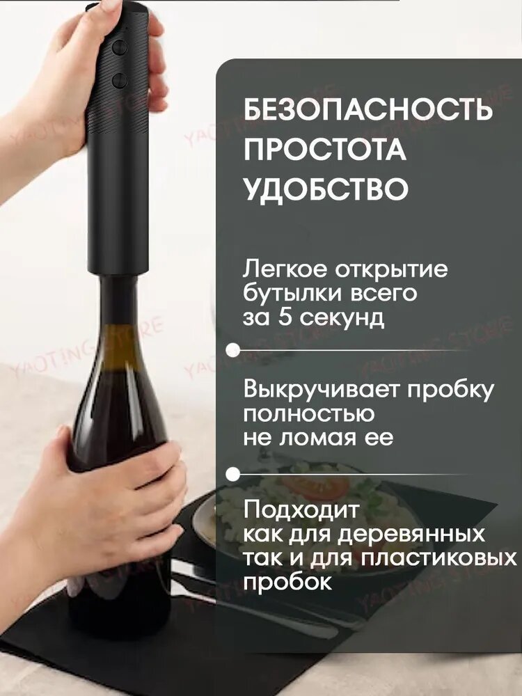 Штопор электрический новый модели, для любых пробок, с зарядкой Usb Type-C — фото 1