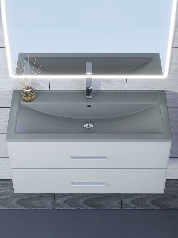 Uperwood Раковина для ванной кварцевая Uperwood Foster Quartz 100х45,5х17,5 см, серая матовая, бетон 291030045