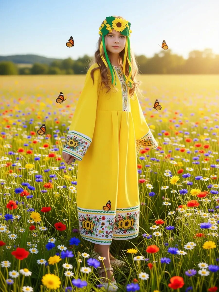 Русский народный костюм платье с венком