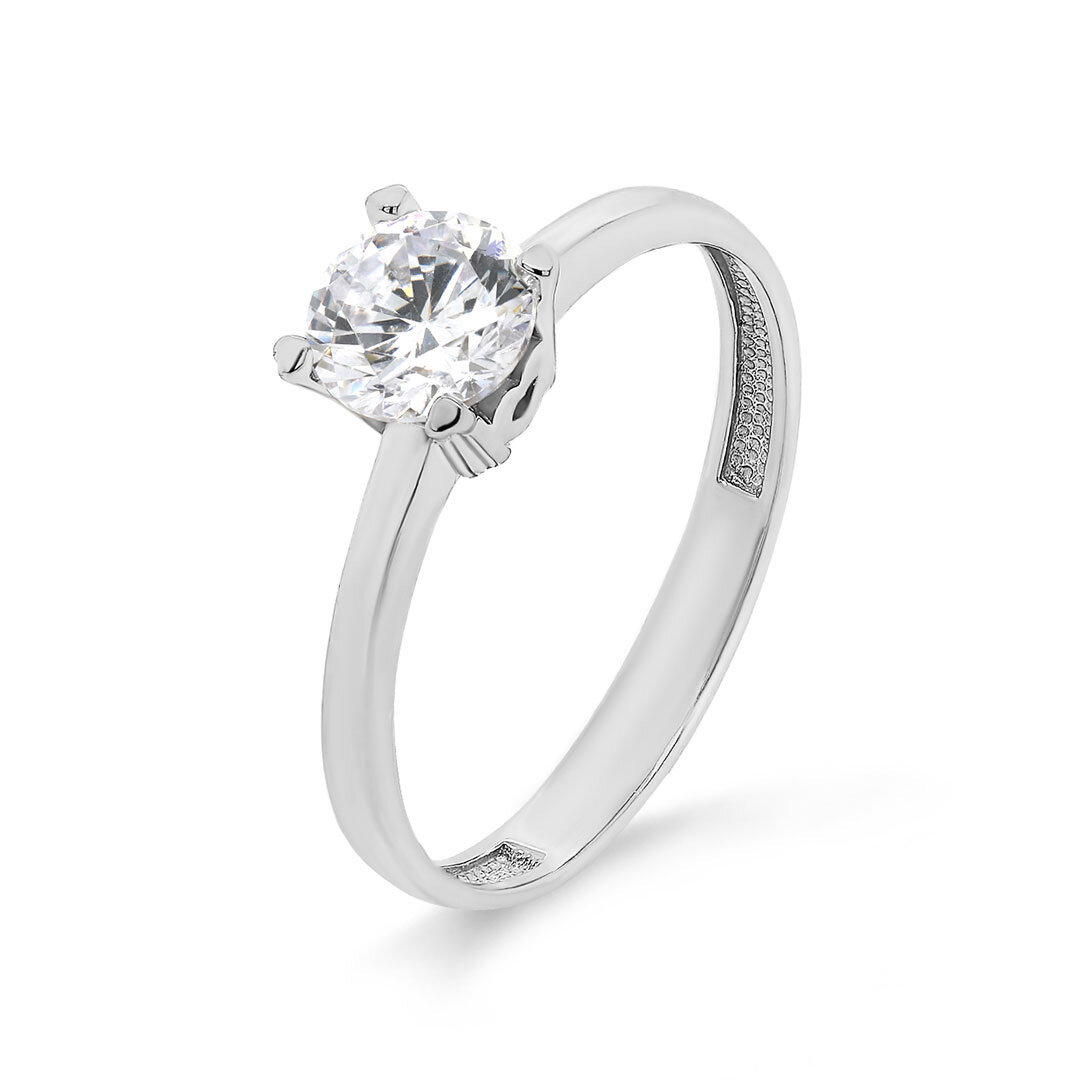 Кольцо помолвочное, серебро, 925 проба, родирование, фианит