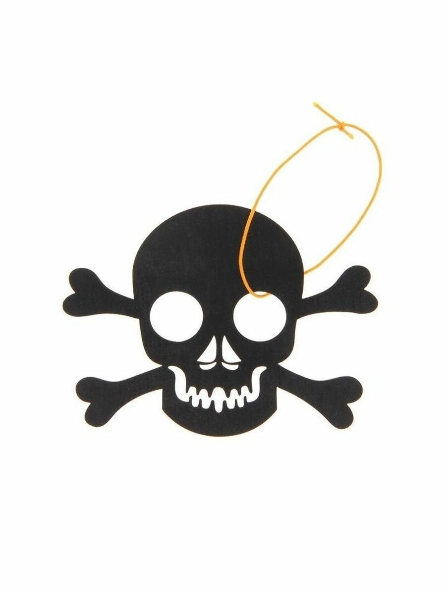 Подвеска резная WIDMANN "Череп с костями", дерево, черная, 10x7 см