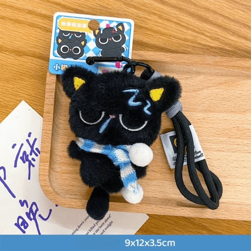Плюшевый брелок черный кот