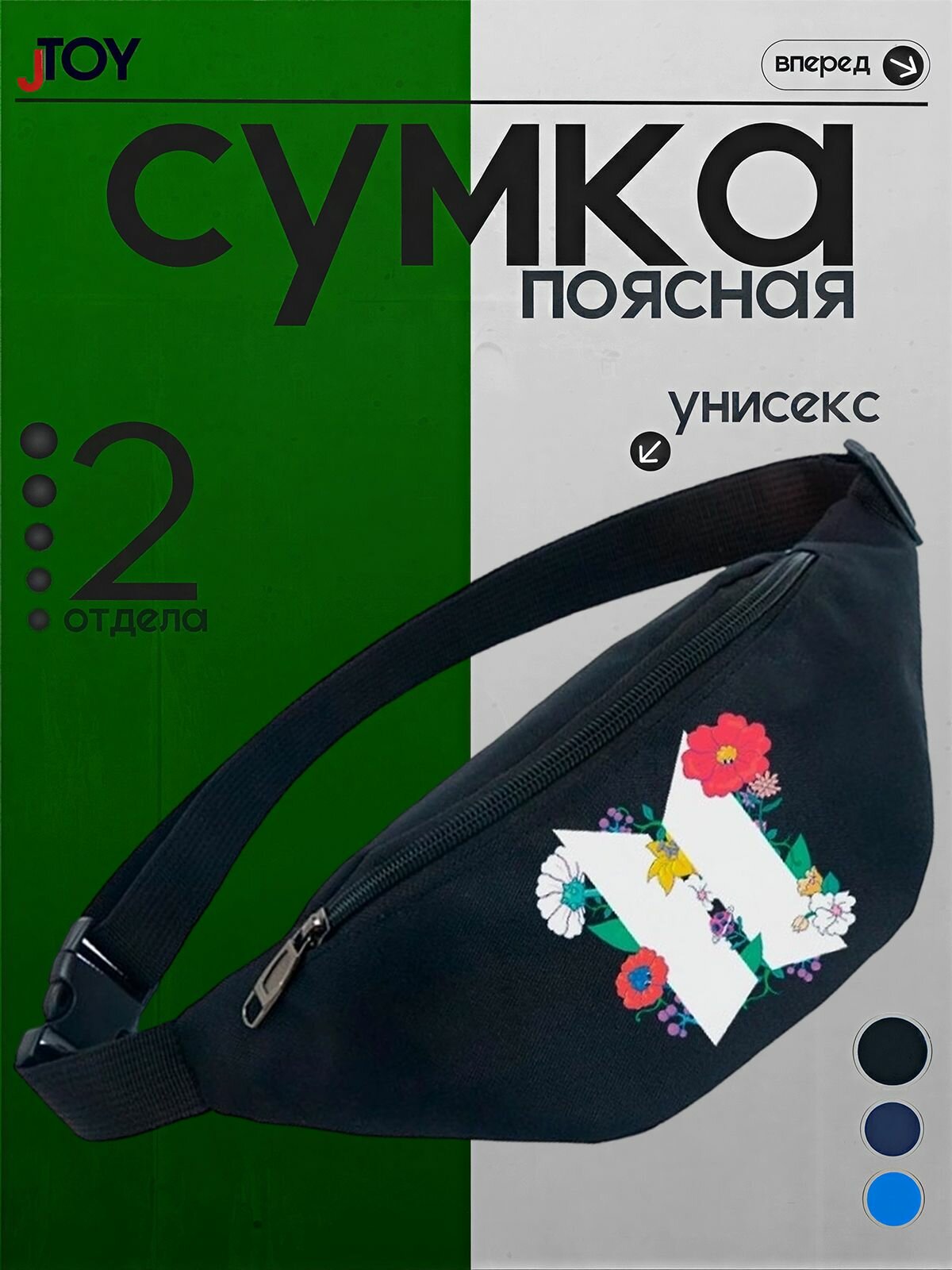 Поясная сумка BTS черная №6