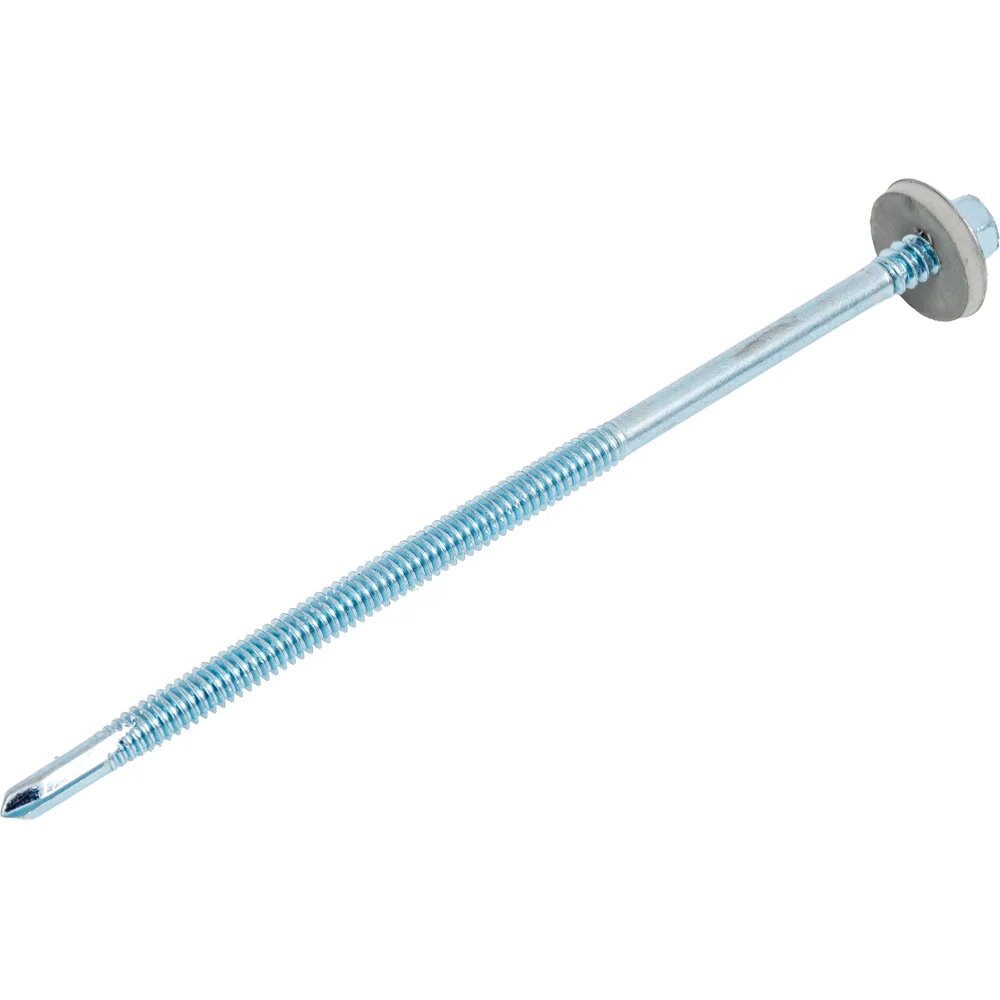 Саморез для сендвич‑панелей креп‑комп, оцинкованный стальной, шестигранная головка с пресс‑шайбой