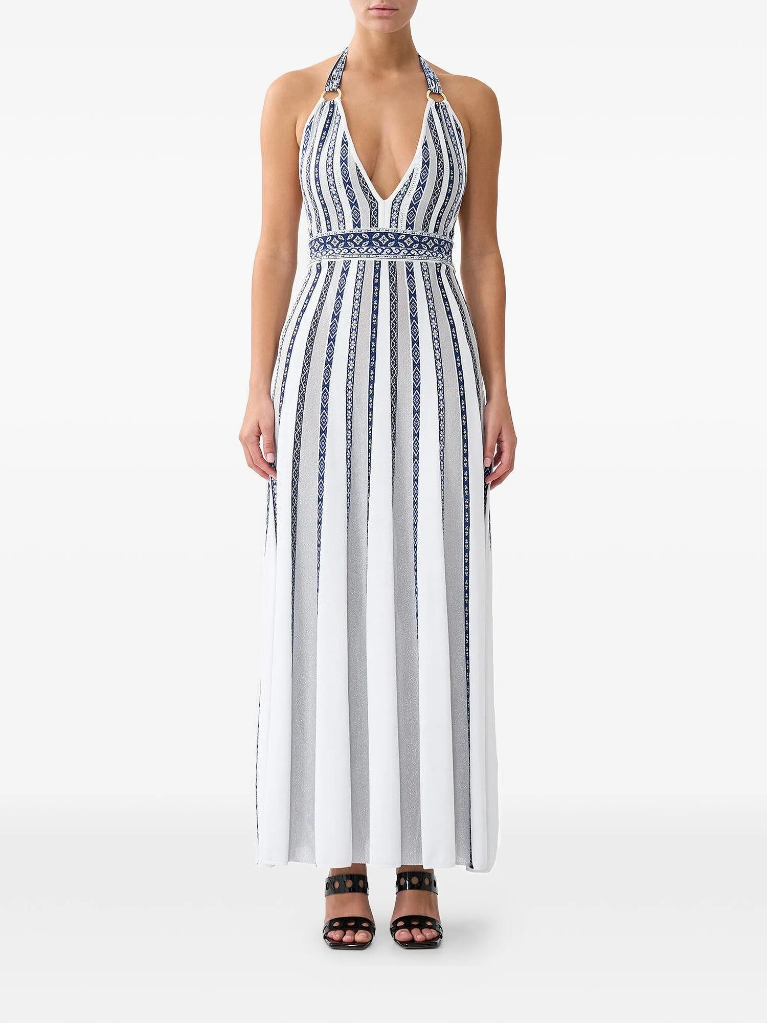Платье Camilla Halterneck tie maxi dress, размер XL-2XL, бежевый/белый — фото 1