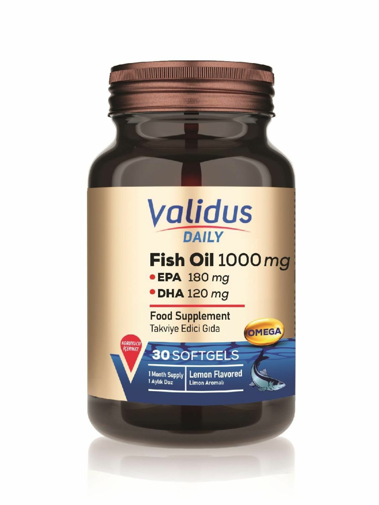 Validus Омега-3 Рыбий жир 1000 мг (ЭПК+ДГК) для сердца, мозга и сосудов, 30 капсул