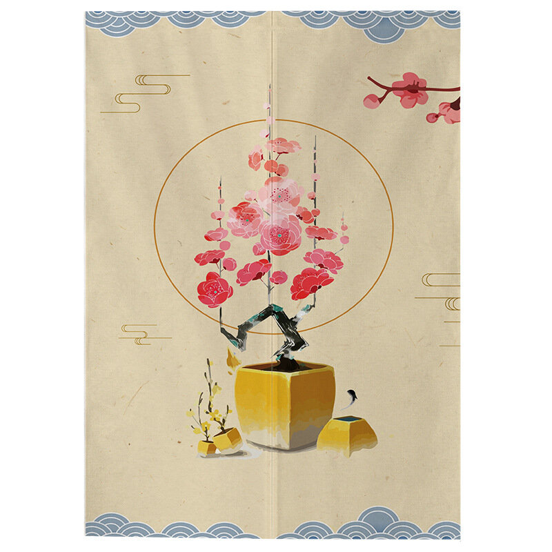 Дверная занавеска в китайском стиле, перегородка-занавеска, кухонная занавеска, домашняя полудлинная тканевая занавеска для спальни, тканевая занавеска в китайском стиле, подвесная занавеска без сверления.