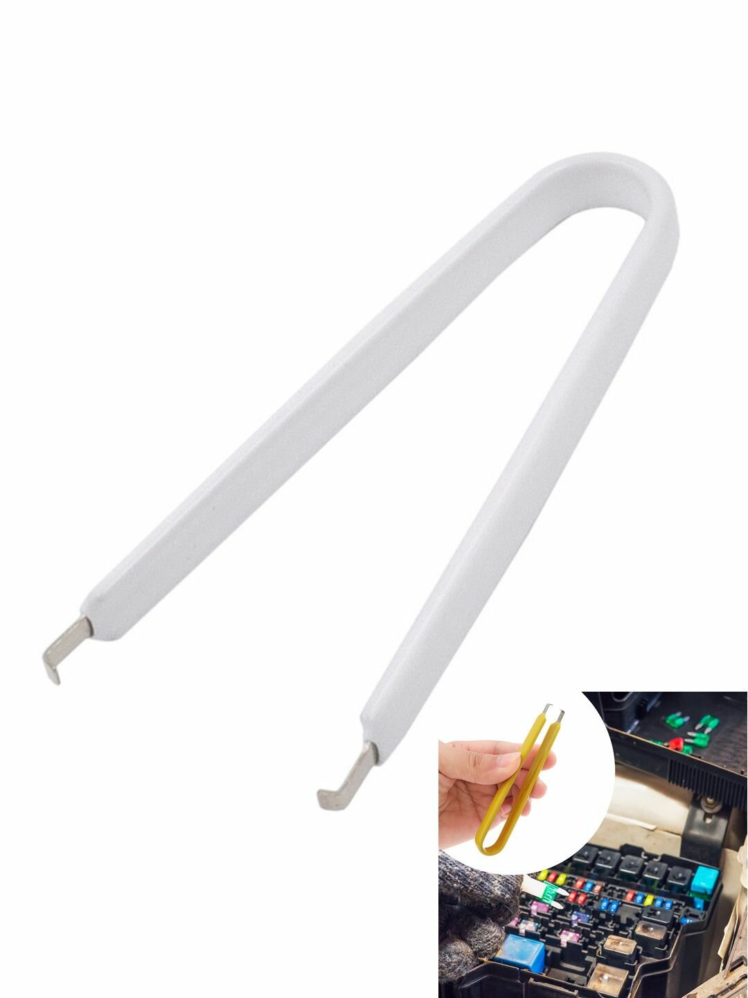 Белый U-образный пинцет для снятия желтых предохранителей, устройство для извлечения микросхем IC и ремонта электронных компонентов, инструмент для снятия электрооборудования автомобиля