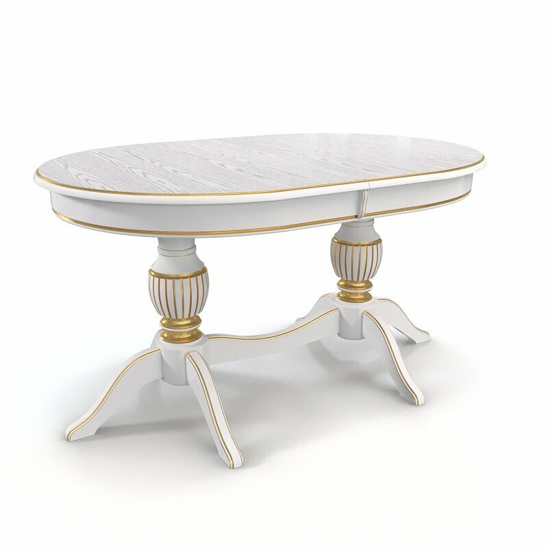 Стол с ножками из цельного бруса на лапках и шпонированной дубовой столешницей