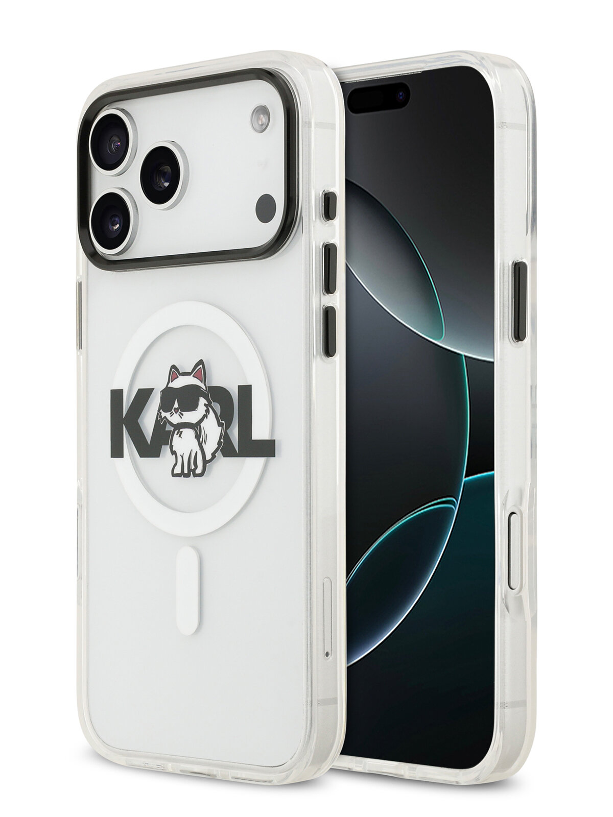 Чехол Karl Lagerfeld на iPhone 17 Pro Max, с магнитами MagSafe, с защитной рамкой камеры, прозрачный