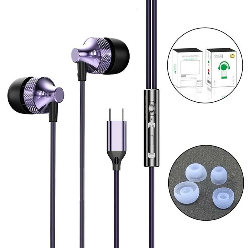 Игровые наушники с микрофоном, Фиолетовый порт C