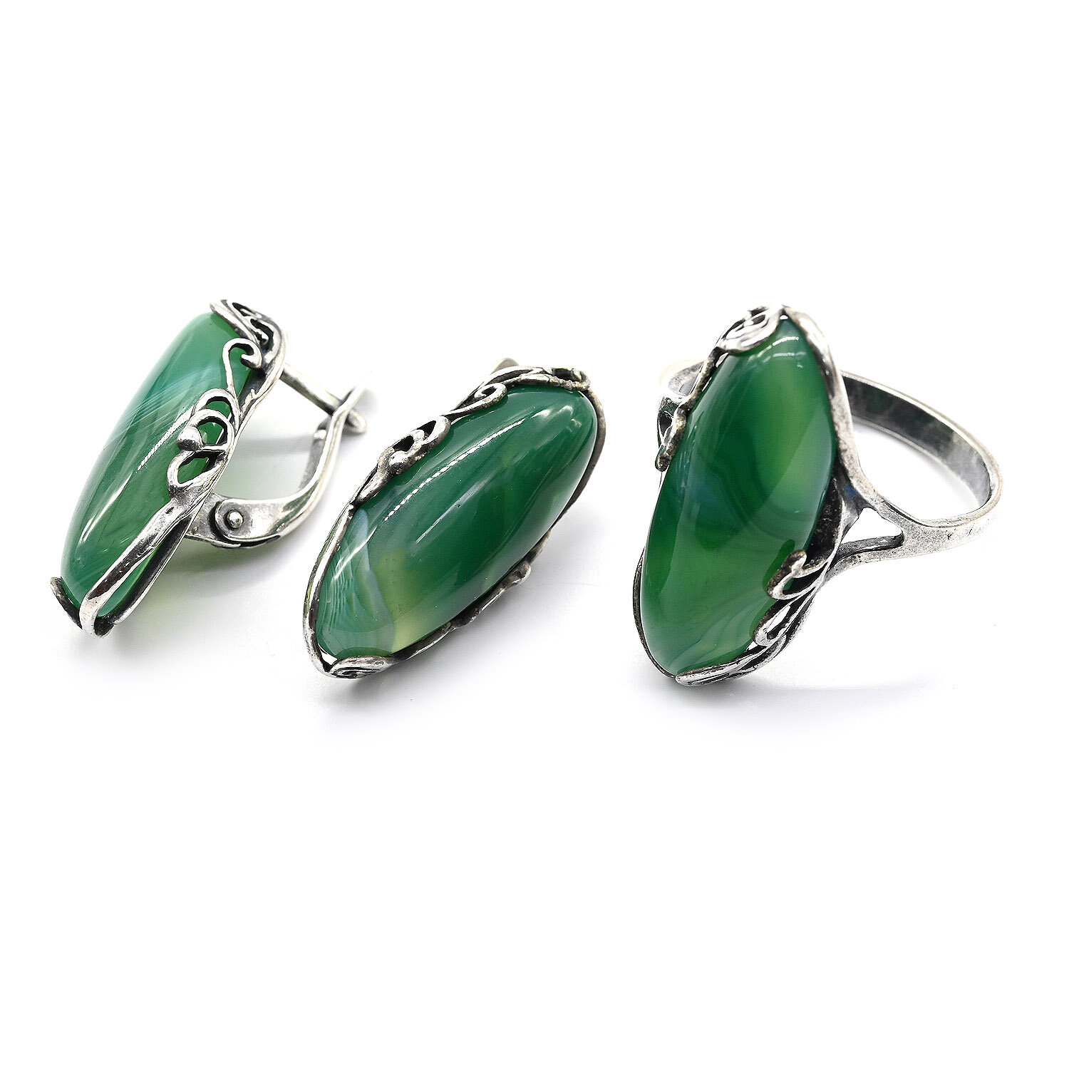 Комплект бижутерии: кольцо, агат