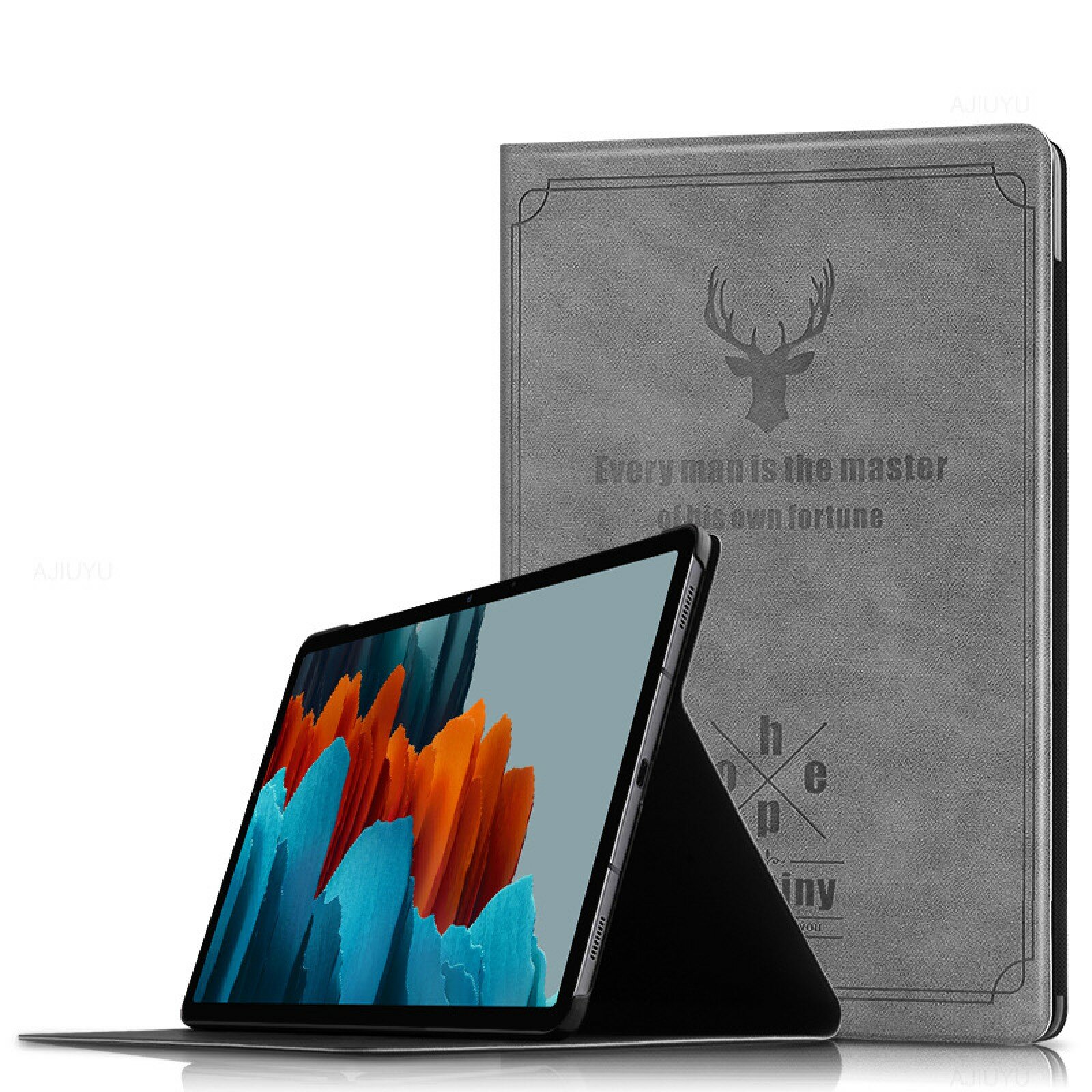 Чехол MyPads для Samsung Galaxy Tab S7 11 и Tab S8 в винтажном стиле книги серый