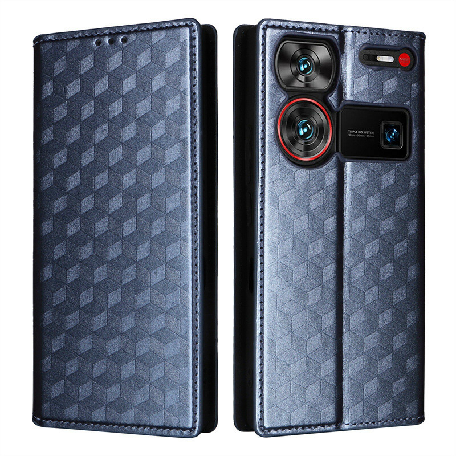 Чехол-книжка MyPads Elegante pattern Rombo для ZTE Nubia Z60 Ultra с магнитной крышкой, синий