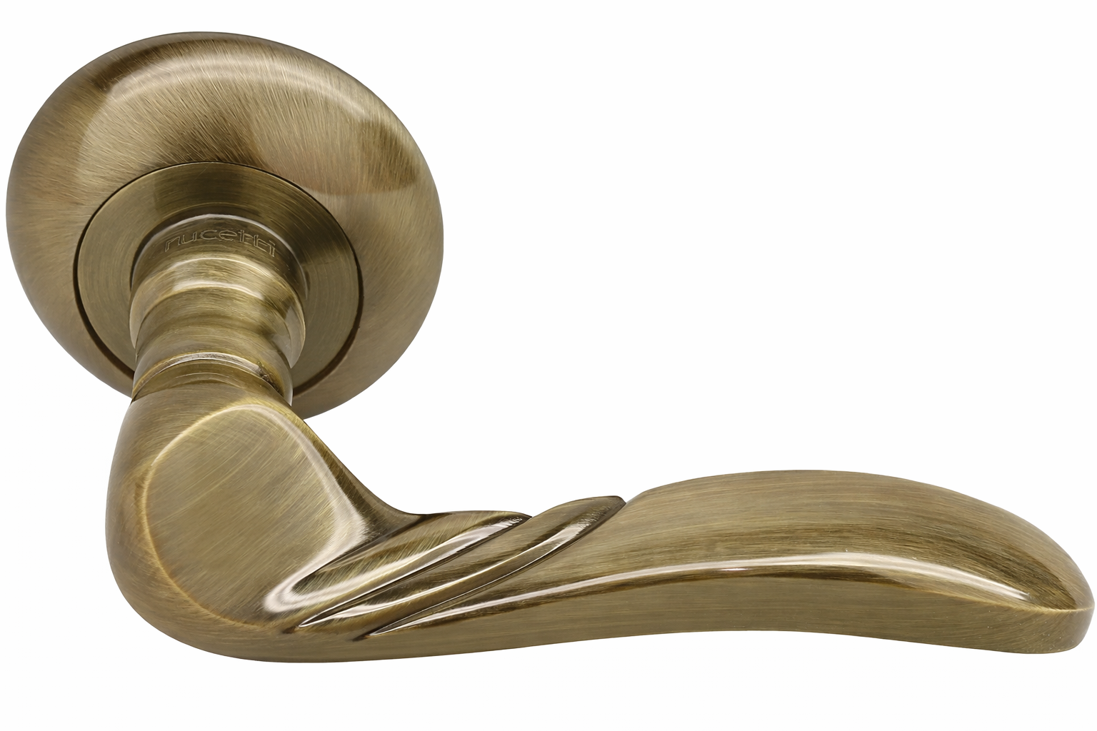 Ручка дверная Rucetti RAP 9 AB античная бронза, ручки для межкомнатных дверей на круглой розетке комплект, фурнитура