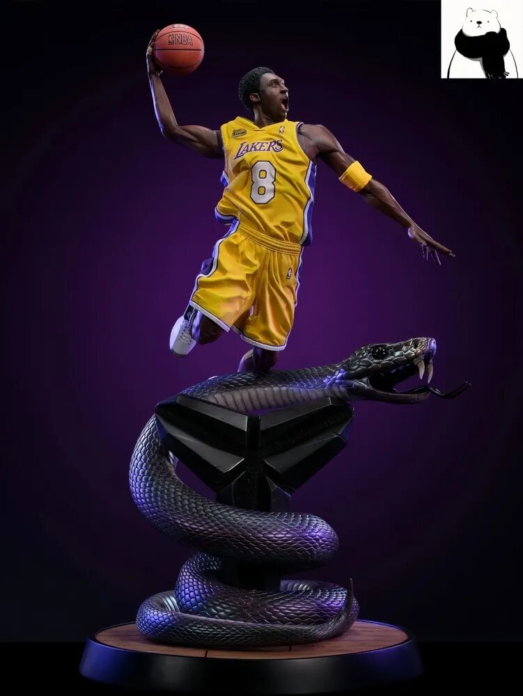 Фигурка Коби Брайант 40 CM , Kobe Bean Bryant Основа из черной мамбы , Трикотаж № 8
