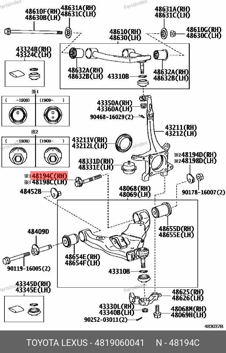 Болт развальный, TOYOTA 4819060041