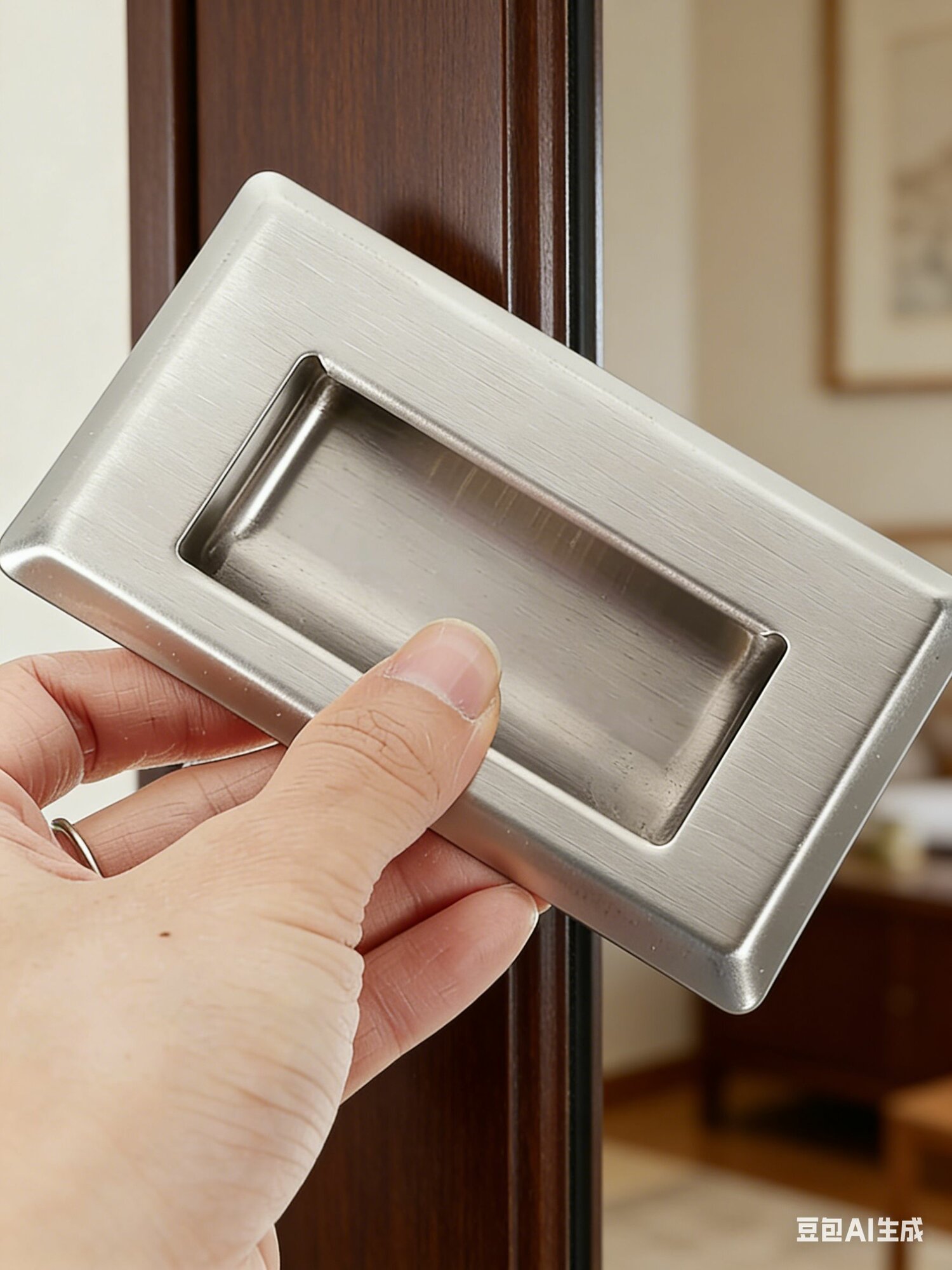 Ручка скрытая потайная нержавеющая 138х89 мм 1 шт для двери, погреба, мебели, врезная, утапливаемая