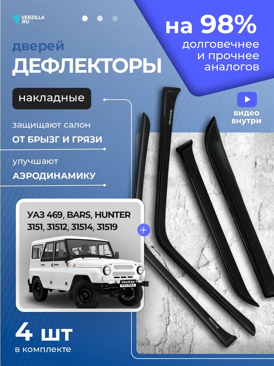 Дефлекторы УАЗ Хантер, 469, ветровики на двери