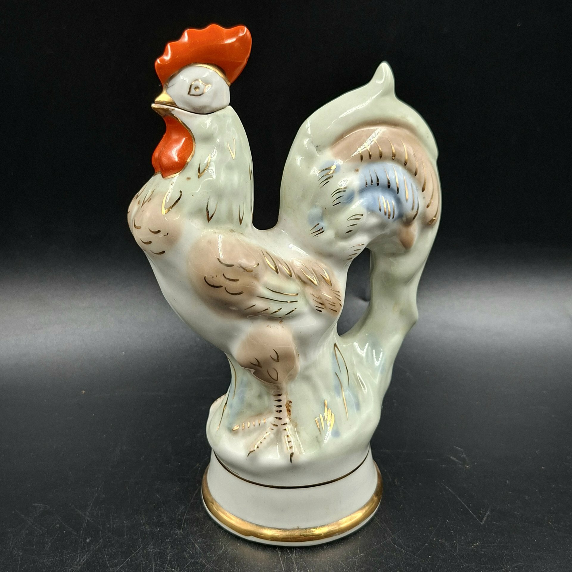 Штоф "Петух", фарфор, роспись, золочение, Городницкий фарфоровый завод, СССР