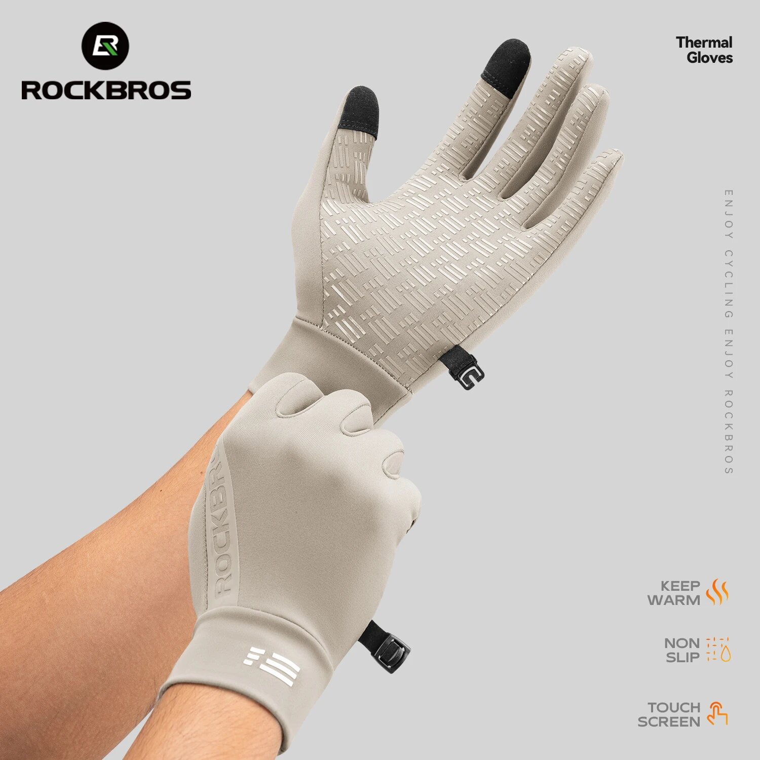 ROCKBROS Велоперчатки зимние осенние с графеном Белый, XS, S414-1