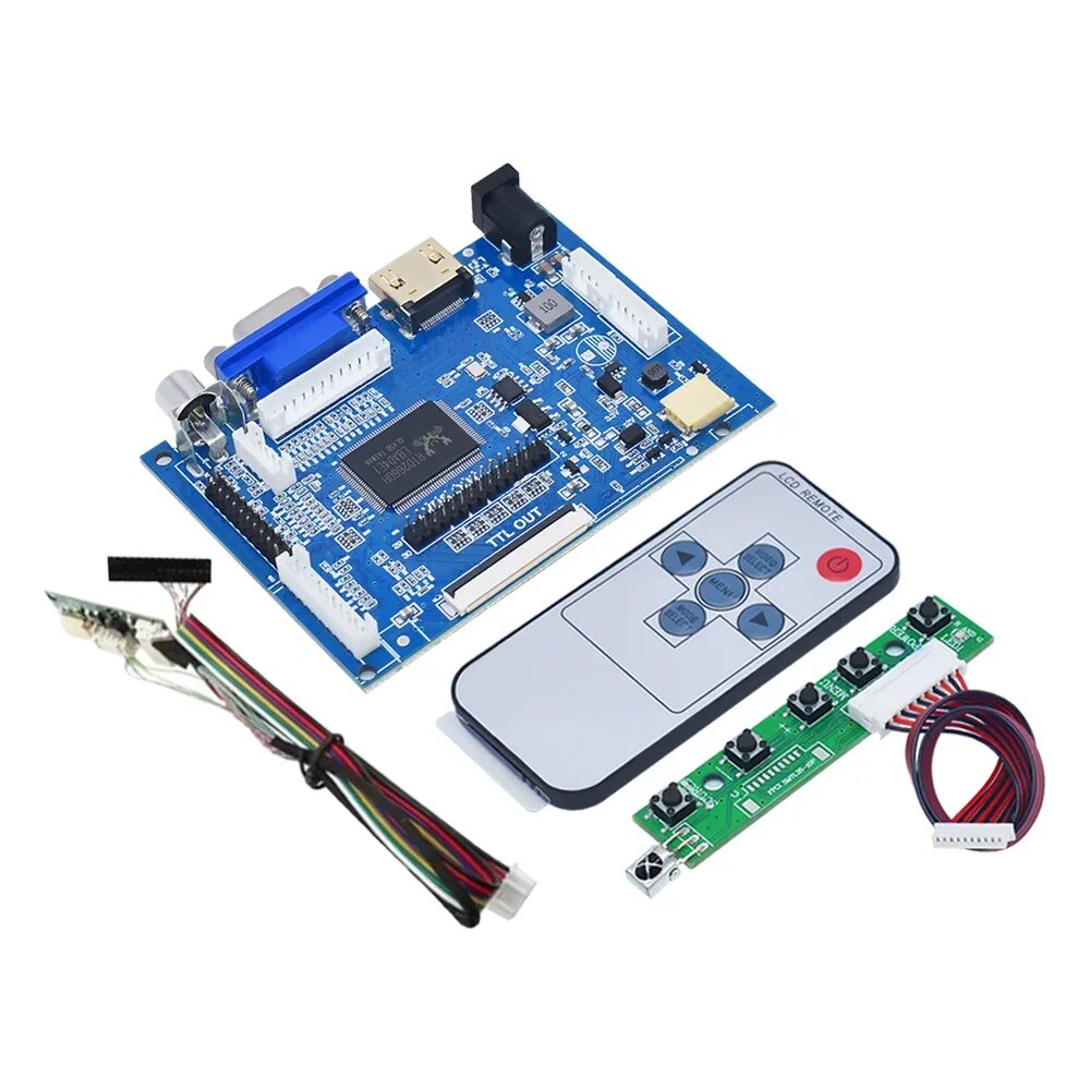 Универсальная плата контроллера ЖК-дисплея PCB800099-V.9 с интерфейсами TTL 50pin, LVDS 30pin и поддержкой HD MI, VGA, AV.
