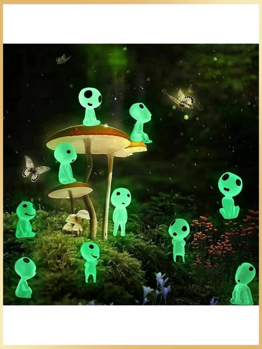 Светящаяся фигурка инопланетянина, декор для мини-садов, светящийся лесной дух