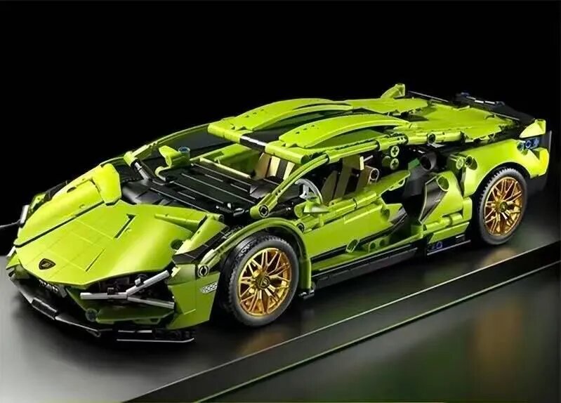 Конструктор Гоночный автомобиль Lamborghini, 1300 деталей, зеленый, 34.5 см