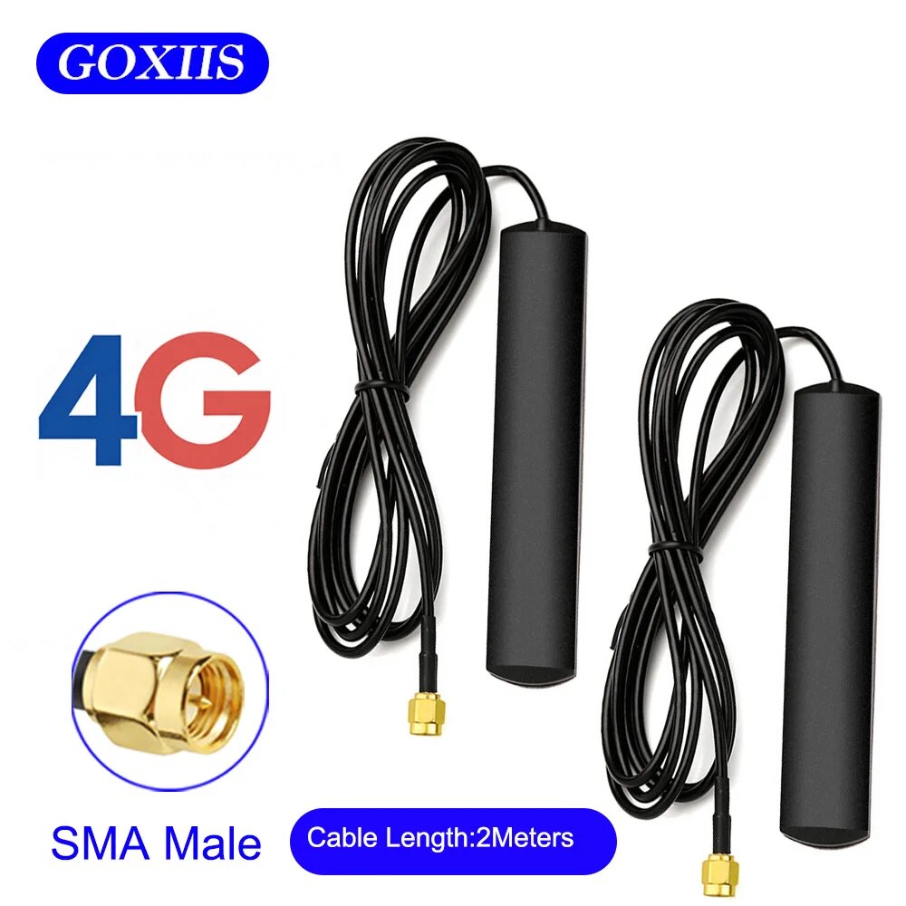 GOXIIS 4G антенна SMA Male, кабель 2 метра (2шт)