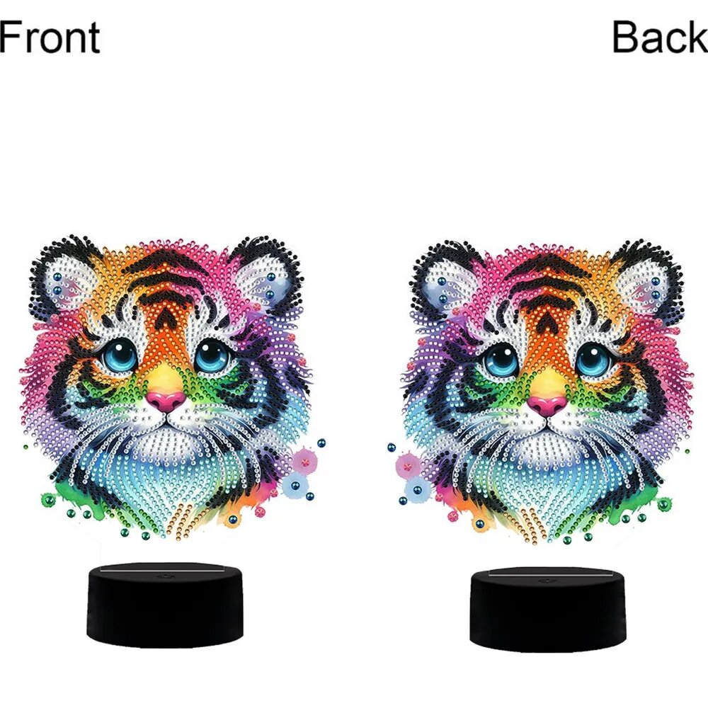 Светодиодная алмазная картина-ночник с изображением тигра, классический стиль, акрил