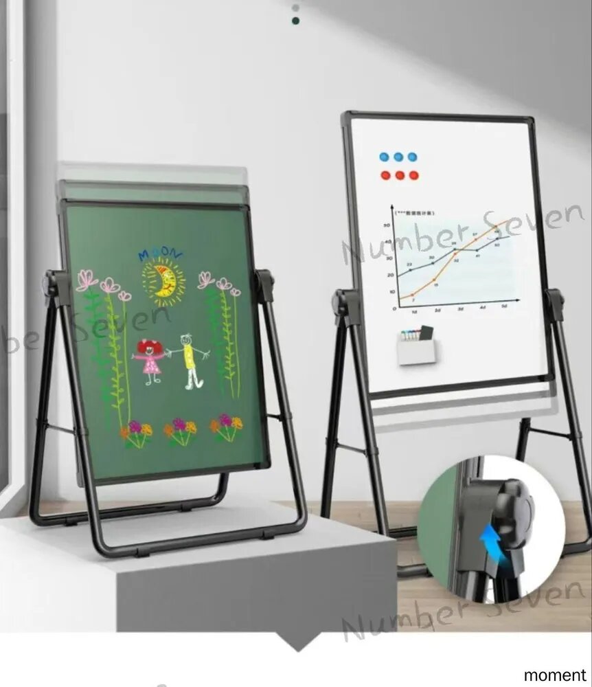 Двусторонняя магнитная доска на подставке 360 градусов регулируемая белая зеленая флипчарт для офиса школы дома с лотком