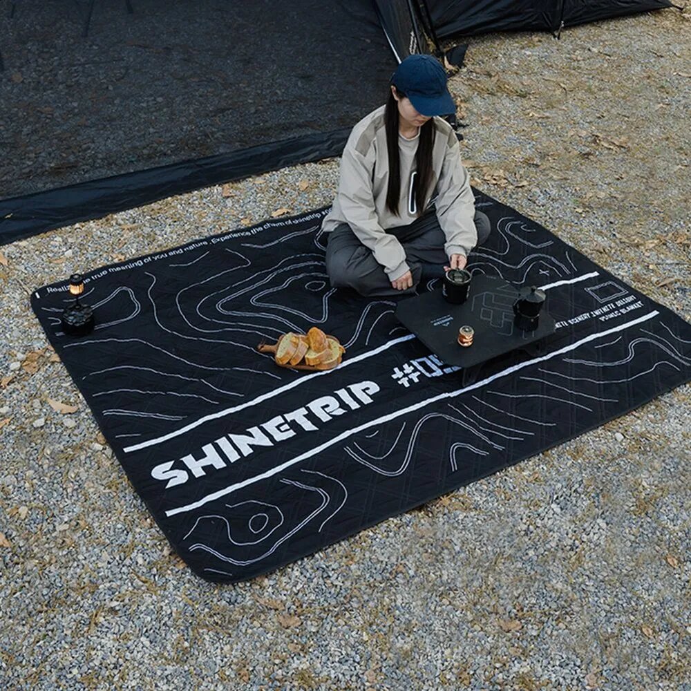 Плед для пикника SHINETRIP, черный, размер 180x150см, складной коврик для кемпинга, портативный пляжный ковер для отдыха на природе