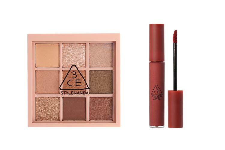 Набор из 9 теней и жидкой помады женский 3CE 5733662, бархатистая матовая легкая в растушевке