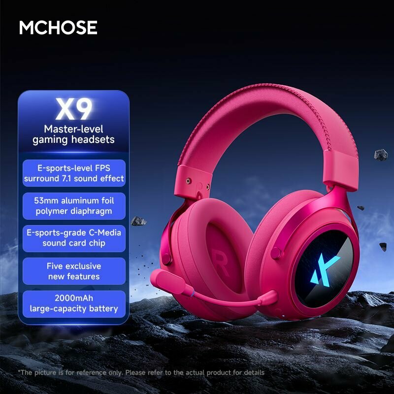 Игровые беспроводные наушники MCHOSE X9, с микрофоном, Bluetooth, Радиоканал, USB Type-C, черный