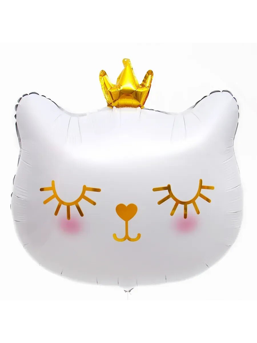 Шарики воздушные фольга "Милый котёнок с короной"