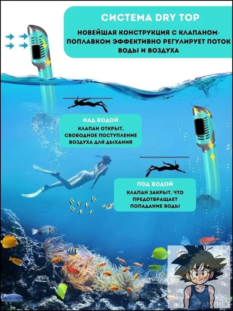 Набор для плавания с маской, трубкой, ластами, заглушками и чехлом, для снорклинга, размер 42-45 — фото 1