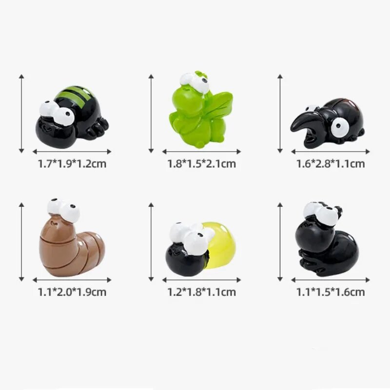 Миниатюрные фигурки насекомых Set C: бабочки, гусеницы, лягушки