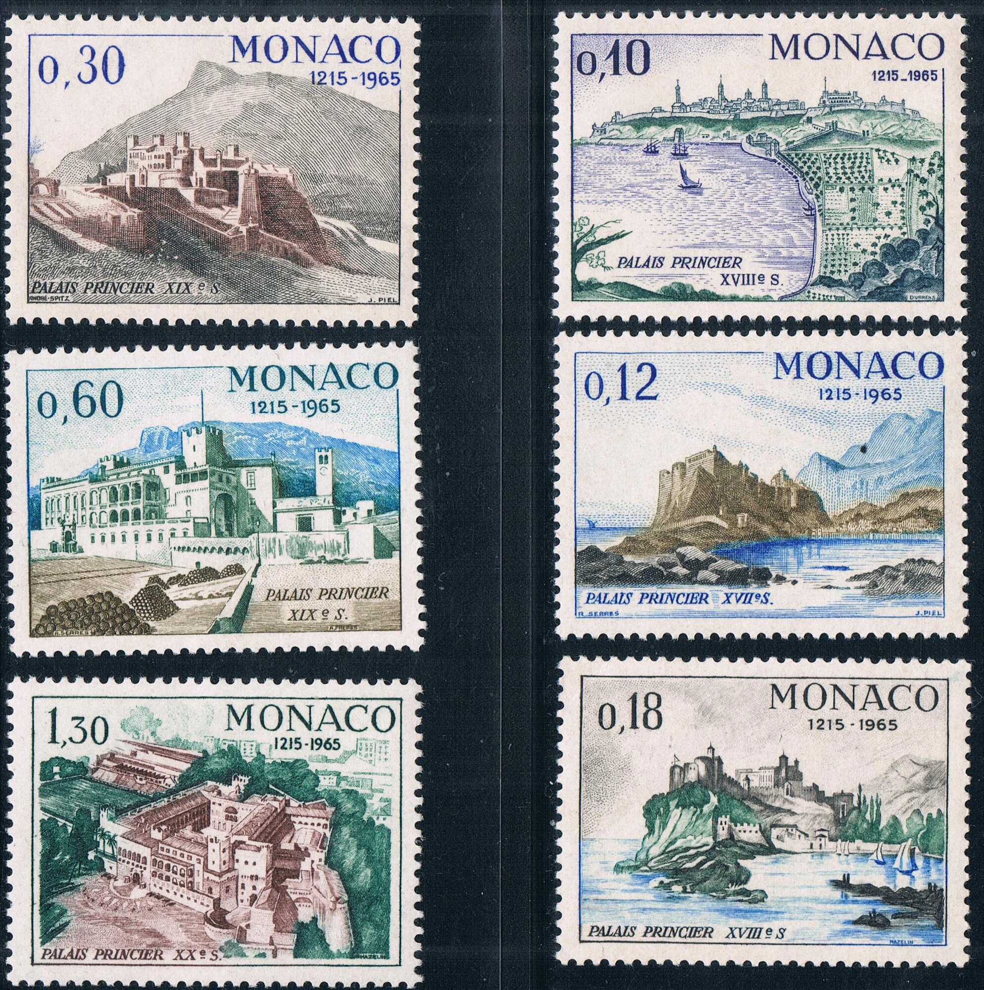 Новый почтовый штамп Монако 1965 года, 750-летие дворца