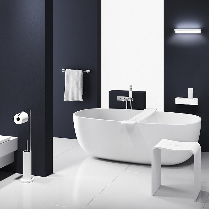 Полотенцедержатель Decor Walther Stone 0975054 30 см, цвет хром | белый