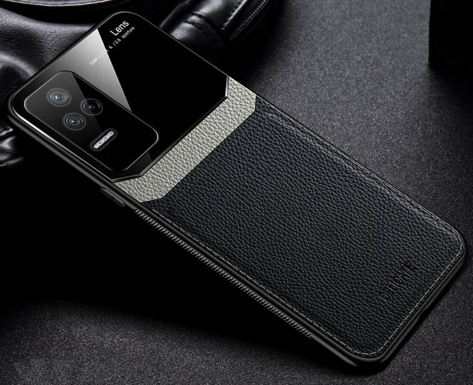 Чехол MyPads Generoso для Xiaomi Redmi K40S / Poco F4 с магнитом из силикона и эко-кожи черный